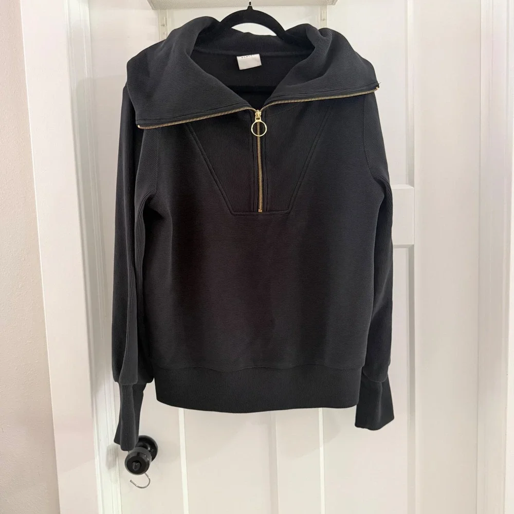 Varley | Sweaters | Varley Vine Half Zip Pullover Black Ribbed ...